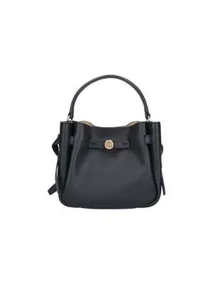 Tory Burch Mini Leather Bucket Handbag - Black