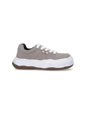 Mihara Yasuhiro Cow Leather Lace-up Sneakers With Rubber Sole - Grey