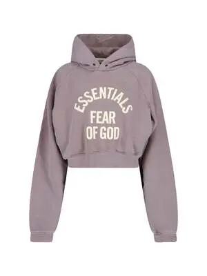 Fear Of God Cropped Logo Hoodie