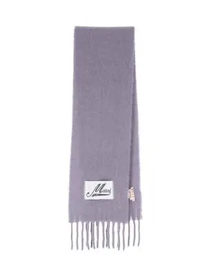 Marni Fringed Wool Scarf - Violet