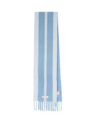 Marni Woven Scarf In Wool, Alpaca & Mohair - Blue