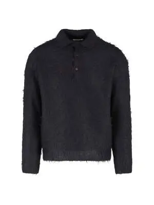 Auralee Mohair-wool Polo Shirt - Black