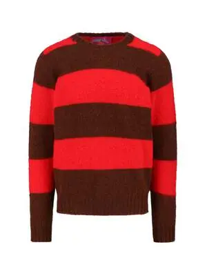 Howlin' Chunky Striped Shaggy Wool Sweater - Brown