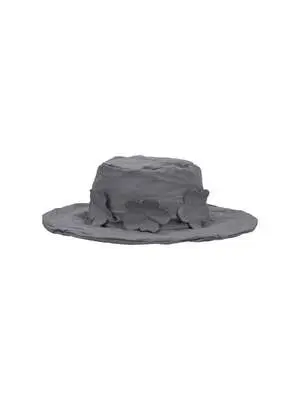 SCHA Cotton Hat With Applique Flower Detail - Grey