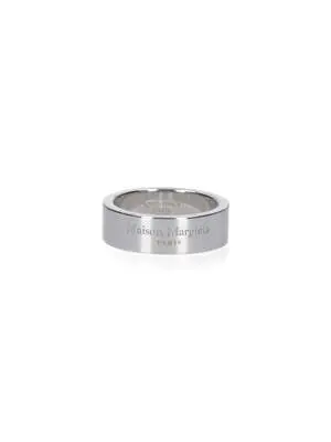 MAISON MARGIELA Wide Band Ring With Engraved Logo - Silver