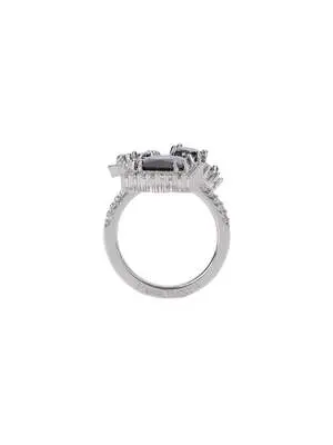 MAISON MARGIELA Sculptural Crystal-embellished Statement Ring - Silver