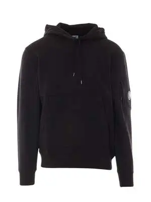 C.P. COMPANY 100% Cotton Hoodie With Embroidered Logo - Black