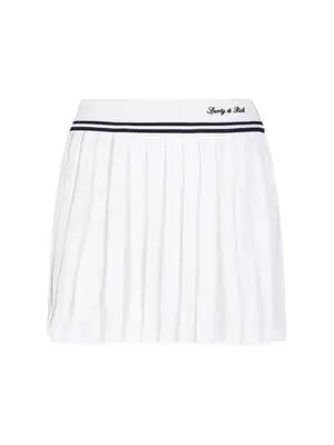 SPORTY & RICH Pleated Skirt With Striped Waistband - White