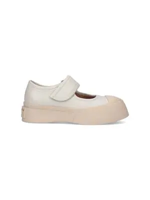Marni Calf Leather Mary Jane Sneakers - Grey