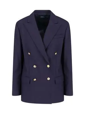 Polo Ralph Lauren Wool-blend Stretch Double-breasted Blazer - Blue