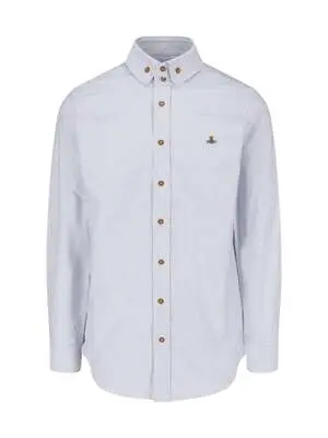 VIVIENNE WESTWOOD 100% Cotton Button-down Shirt - Light Blue