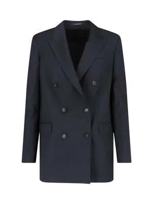 Tagliatore Double-breasted Wool-blend Blazer - Black