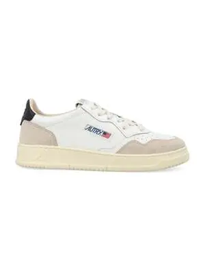 AUTRY Medalist Suede & Leather Tennis Sneaker With Personalized Logo Details - Bianco