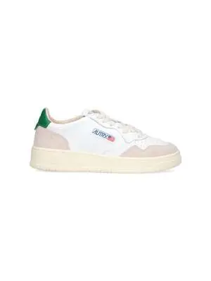 AUTRY Cow Leather And Suede Lace-up Sneakers - White