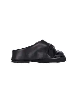 Attico Italian Calf Leather Sandals - Black