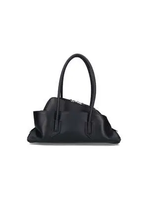 Attico Calf Leather Shoulder Bag With Suede Lining - Black