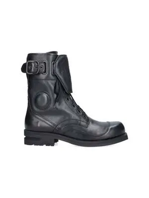 KIKO KOSTADINOV Leather Lace-up Buckle Combat Boots