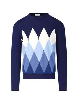 BALLANTYNE Argyle Crewneck Pullover - Blue