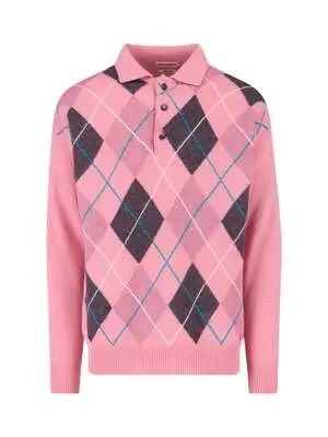 JW Anderson Argyle Polo Sweater - Pink