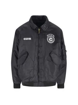 CULTURA Lightweight Nylon Bomber Jacket - Black