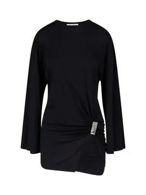 Attico Ruched Sheath Dress With Embellishment - Black