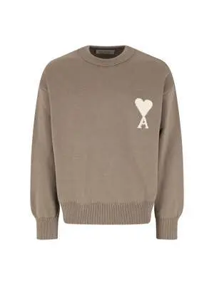 AMI Paris Lightweight Wool-cotton Blend Sweater - Beige
