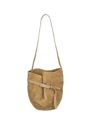 LIFFNER Suede Shoulder Bag With Buckle Detail - Beige