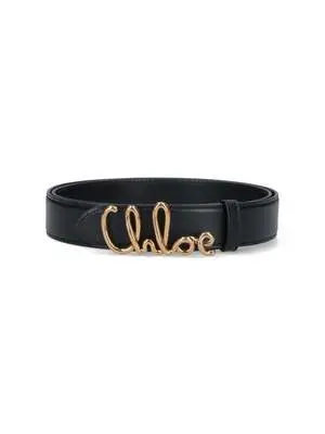Chloé Calf Leather Belt With Brass Buckle - Black