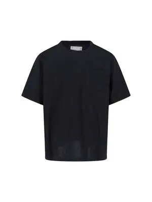 Sacai Short-sleeve Crewneck T-shirt With Chest Pocket - Black
