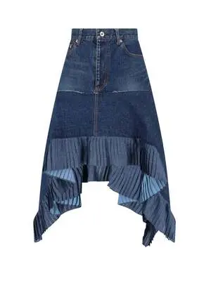 Sacai Textured Paneling Mini Skirt - Blue