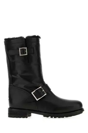 JIMMY CHOO Jimmy Choo Women's Buckle Mid-Calf Combat Boot Black/black