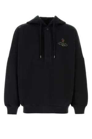VIVIENNE WESTWOOD 100% Cotton Sweatshirt With Contrast Stitching - Black