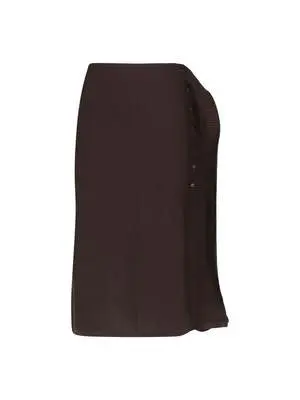 Paloma Wool Ribbed Merino Wool Skirt With Button Detailing - Brown