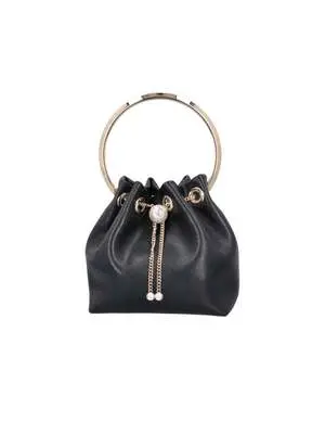 JIMMY CHOO Mini Bucket Bag With Hoop Handle And Chain Detail