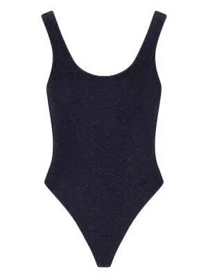 Oseree Metallic Sheen Slip Dress With Stretch Lining - Blue