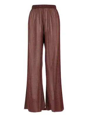 Oseree Shimmering Sheer Wide-leg Pants - Brown