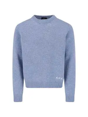 A.p.c. 100% Wool Crew Neck Sweater - Light Blue