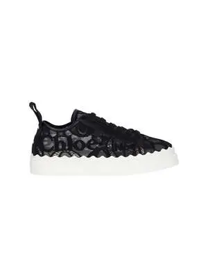 Chloé Lace And Leather Trim Sneakers - Black