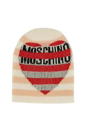 Moschino Wool Heart Logo Beanie - Multicolour