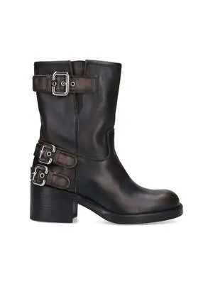 Chloé Calf Leather Ankle Boots With Buckle Detail - Black