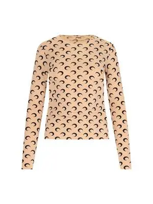 MARINE SERRE Crescent Moon Print Ruched Stretch Top