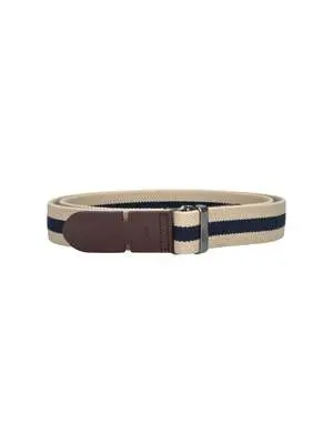 TOD`S Stretch Cotton Belt With Calf Leather Trim - Grey