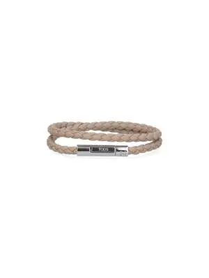 TOD`S Tod's Braided Calf Leather Bracelet With Silver Tone Clasp - Taupe