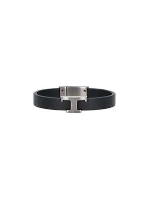 TOD`S Tod's Calf Leather Accessory With T Logo Clasp - Black