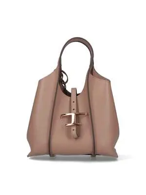 TOD`S Lightweight Calf Leather Shoulder Bag - Beige