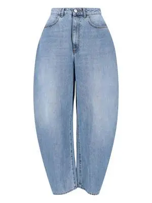RÓHE High-waist Barrel Leg Jeans - Blue