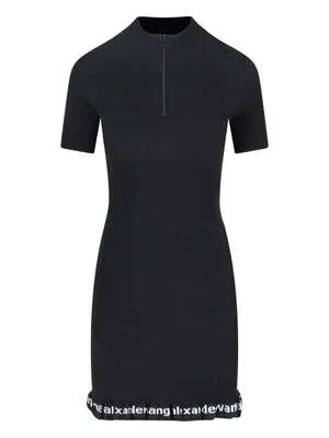 Alexander Wang Ribbed Zip-front Mini Dress - Black