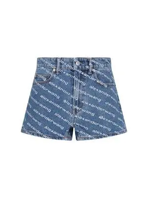 Alexander Wang Printed Denim Shorts - Blue