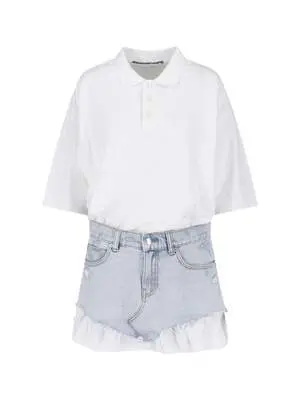 Alexander Wang Cotton-blend Stretch Dress With Contrast Trim - Light Blue