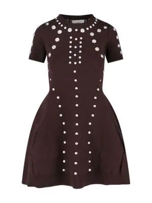 Coperni Embellished Knit Dress - Brown